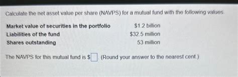 Solved Calculate The Net Asset Value Per Share NAVPS For A Chegg Com