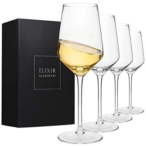 Elixir Glassware Lead Free Crystal Wine Glasses Set Of 4 13 Oz