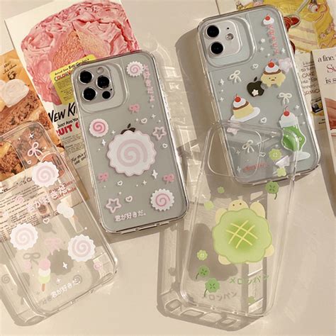 펭하샵 Pf163 1 투명 젤하드 핸드폰 디저트 케이크 리본 하트 클로버 선물 휴대폰 갤럭시케이스 노트 9 10 20 플러스 울트라 S10 E 5g S20 S21 S22