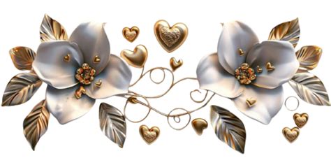 Rangkaian Bunga Emas Dan Putih Gambar Png File Vektor Dan Psd Unduh