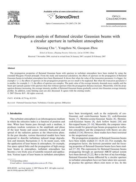 Pdf Propagation Analysis Of Flattened Circular Gaussian Beams With A