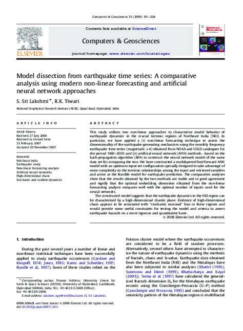 Pdf Model Dissection From Earthquake Time Series A Comparative
