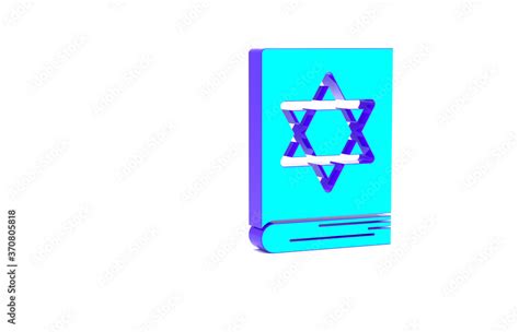 Turquoise Jewish Torah Book Icon Isolated On White Background