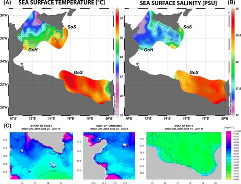 Spatial Distribution Of Sea Surface Temperature Panel A And Salinity