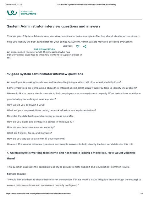 10 Proven System Administrator Interview Questions Answers Pdf Computer Network System