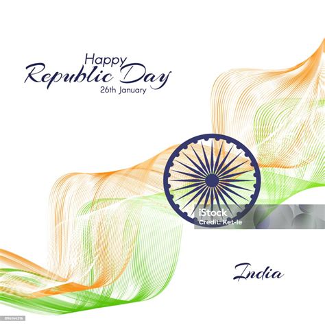 공휴일 크리에이 티브 디자인 요소 벡터에 초대장 카드 엽서의 인도 서식의 국가 국기의 색깔의 물결선으로 인도 추상 배경에서 공화국의 날 1월에 대한 스톡 벡터 아트 및 기타