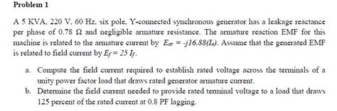 Solved Problem 1 A 5 Kva 220 V 60 Hz Six Pole