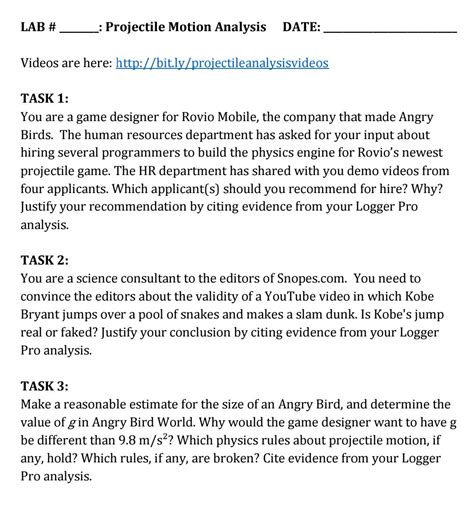 Projectile Motion Examples Angry Birds Angry Birds Projectile Motion