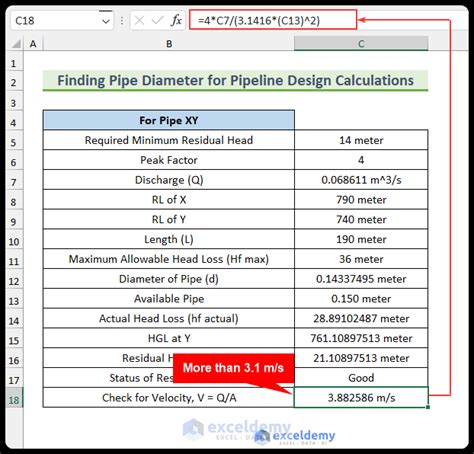 How To Perform Pipeline Design Calculations In Excel 2 Examples Exceldemy