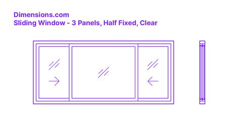 Sliding Window 3 Panels Half Fixed Clear Dimensions And Drawings