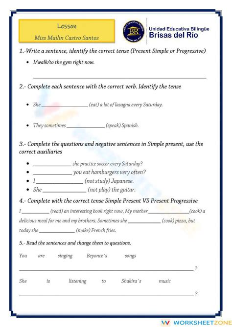 Lesson Present Simple Vs Progressive Worksheet