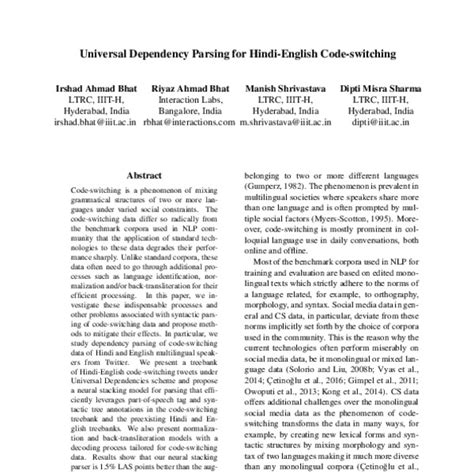 Universal Dependency Parsing For Hindi English Code Switching Acl