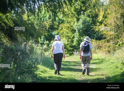 Walkers Hikers Walking On The Famous National Trail 100 Mile Cotswold