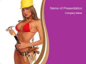 Sexy Female Mechanic In Bikini PowerPoint Template Backgrounds Google Slides ID
