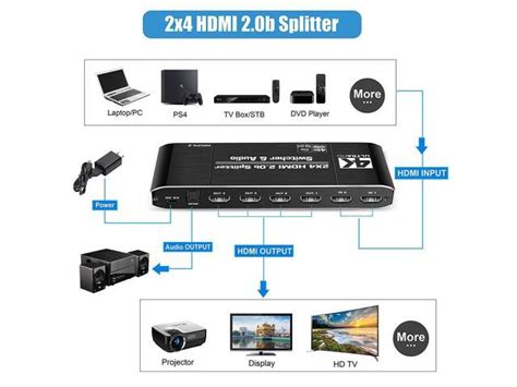 K HDMI Splitter X AUBEAMTO HDMI Switch In Out Switcher Box With Audio Extractor And IR