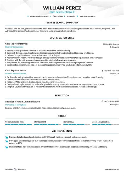 10 Class Representative Resume Samples And Templates For 2025
