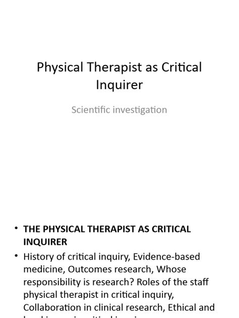 Physical Therapy Critical Inquiry Pdf Physical Therapy Evidence