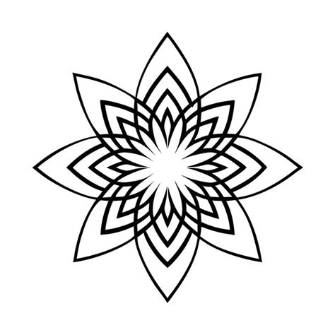 Black And White Geometric Flower Design Premium Ai Generated Vector