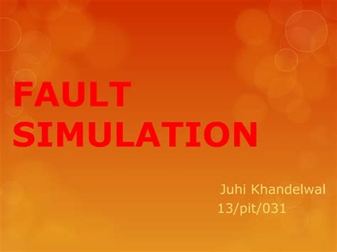 Fault Simulation Ppt