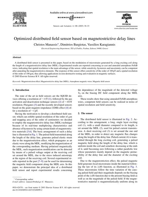 Pdf Optimized Distributed Field Sensor Based On Magnetostrictive Delay Lines