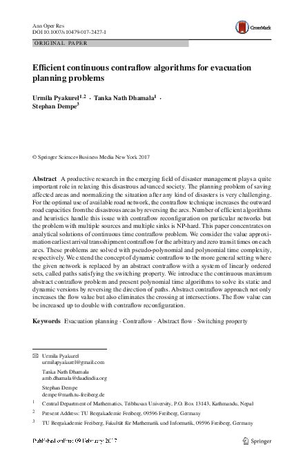 Pdf Efficient Continuous Contraflow Algorithms For Evacuation