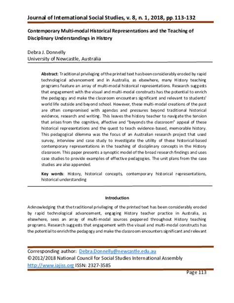 Pdf Contemporary Multi Modal Historical Representations And The