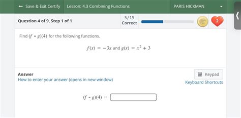 Solved Save And Exit Certify Lesson 43 Combining Functions