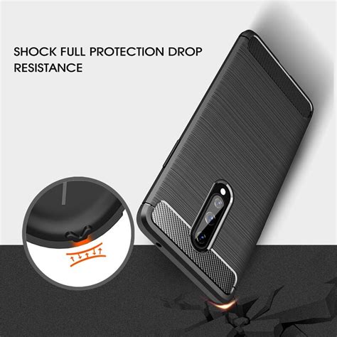 SDTEK Case For OnePlus 8 Carbon Fibre Silicone Cover Shockproof Black