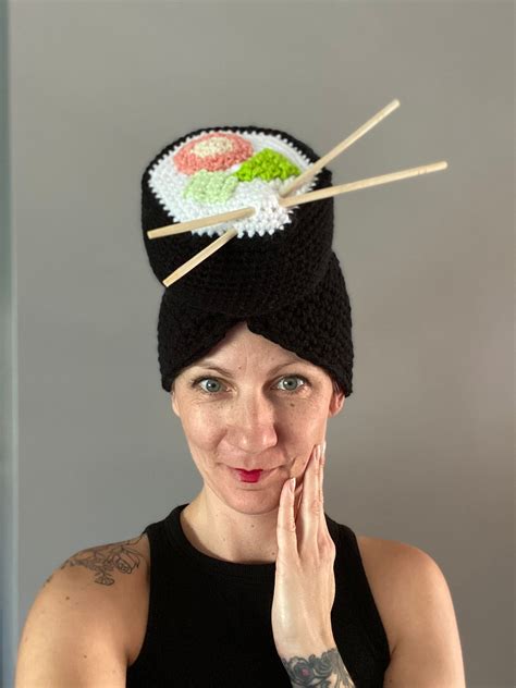Sushi Hat Crochet Sushi Hat Sushi Lover Seafood Hat Chopstick Hat
