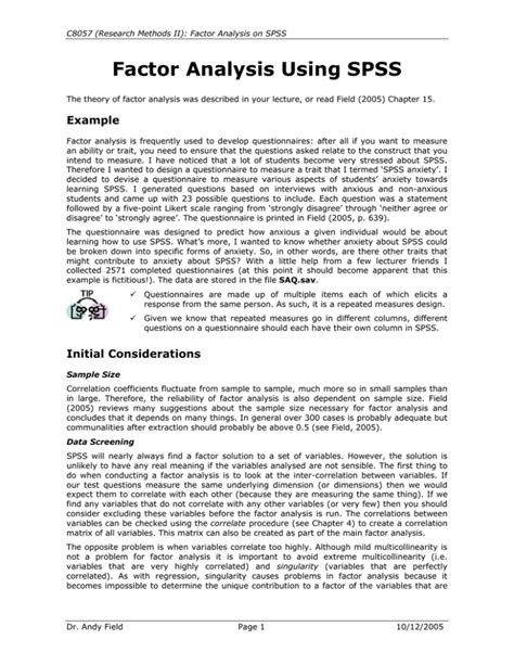 Factor Analysis Using SPSS