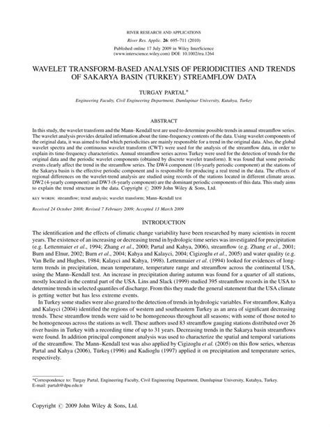 Pdf Wavelet Transform Based Analysis Of Periodicities And Trends Of Sakarya Basin Turkey