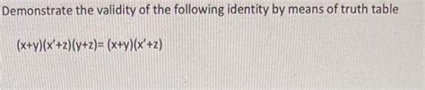Solved Demonstrate The Validity Of The Following Identity By Chegg