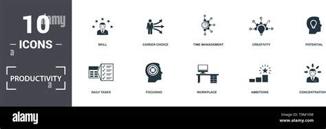 Productivity Icons Set Collection Includes Simple Elements Such As Work Plan Tasks To Do