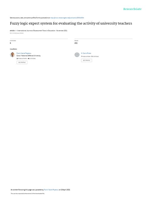 Fuzzy Logic Expert System For Evaluating The Activ Pdf Fuzzy Logic