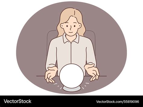 Woman Uses Crystal Ball To Predict Future During Vector Image