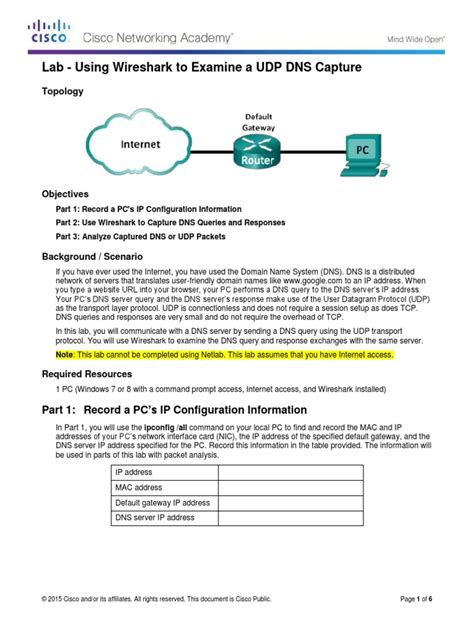 PDF Lab Using Wireshark To Examine A UDP DNS Capture DOKUMEN TIPS