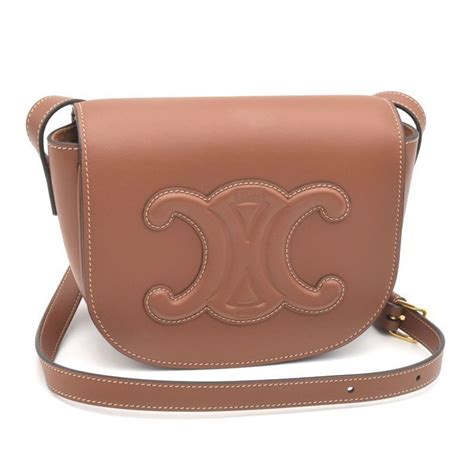 Celine Folco Cuir Triomphe Shoulder Crossbody Bag Tan Gem