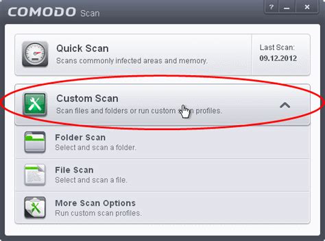 Run A Custom Scan Virus Scan Scan My Pc Internet Security Comodo