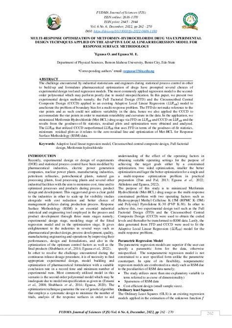 pdf multi response optimization of metformin hydrochloride drug via
