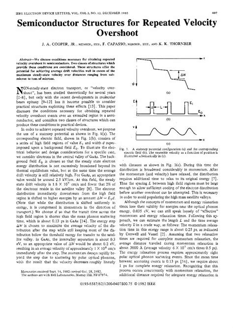 Pdf Semiconductor Structures For Repeated Velocity Overshoot