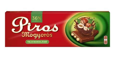 Piros Mogyorós Tejcsokoládé Egész Mogyoróval 250g
