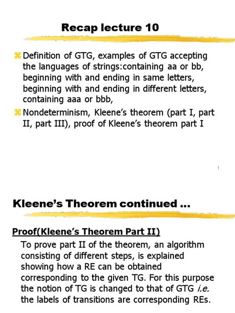 Lesson 11 Kleenes Theorem Pdf Theorem Mathematics