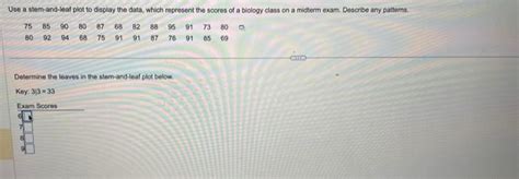 Solved Determine The Leaves In The Stem And Leaf Plot Below