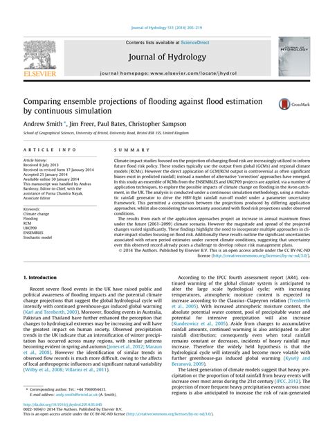Pdf Comparing Ensemble Projections Of Flooding Against Flood