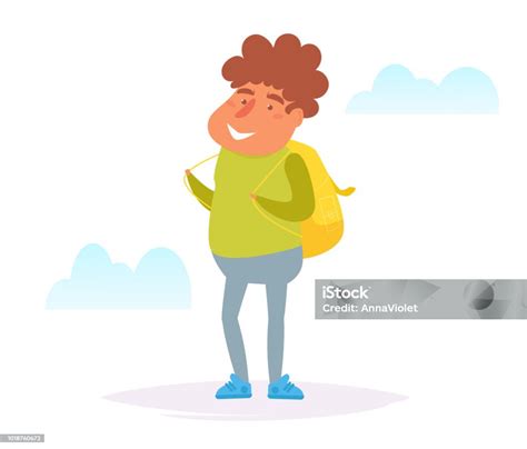 벡터 배낭 여행자입니다 만화입니다 화이트에 고립 된 예술 가방에 대한 스톡 벡터 아트 및 기타 이미지 가방 개념 걱정하는 Istock