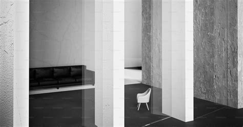 빈 방의 흑백 사진 사진 Unsplash의 3d 렌더 이미지