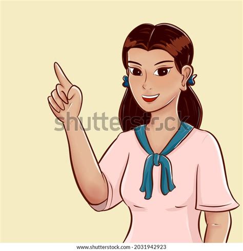 Woman Pointing Index Finger Stock Illustration 2031942923 Shutterstock