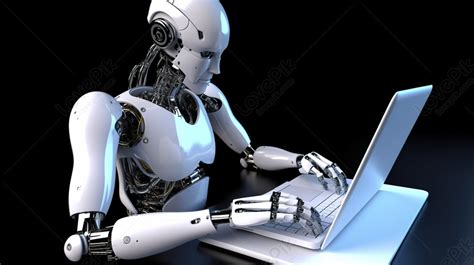 놀라운 3d 렌더링 이미지 빈 노트북 화면에서 작동하는 로봇 팔 매혹적인 배경 감시 장치 배경 작동 배경 컴퓨터 기술 배경 이미지 Hd 감시 장치 작동