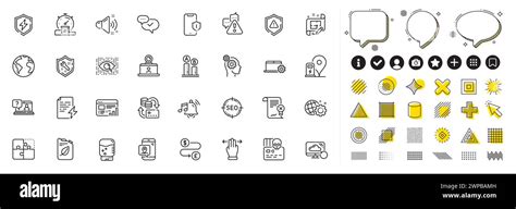 set of seo loud sound and ab testing line icons for web app pictogram