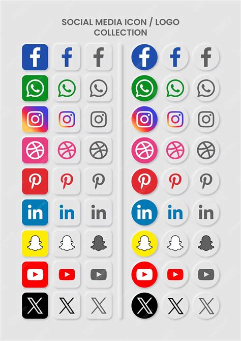 Premium Vector Social Media Neumorphism Logos And Icons Set